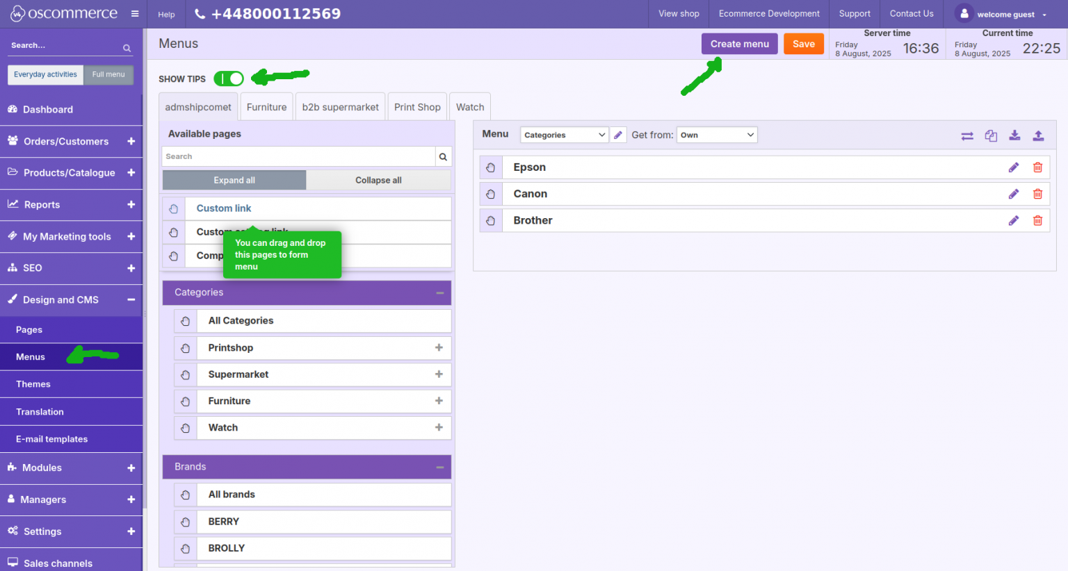Managing Menus – Sell and Purchase Your Products